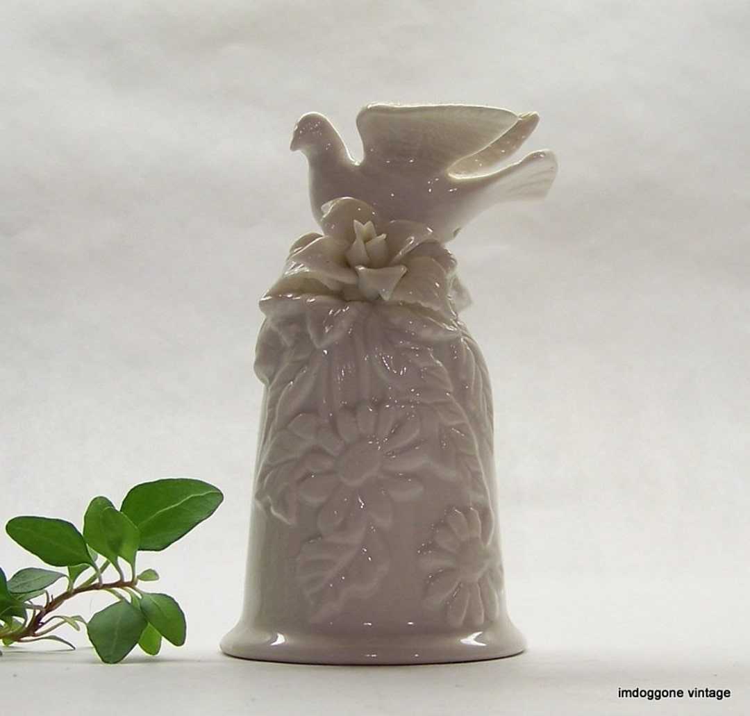 Porcelain Bell, Dove With Flower Porcelain Vintage Bell, Collectable ...
