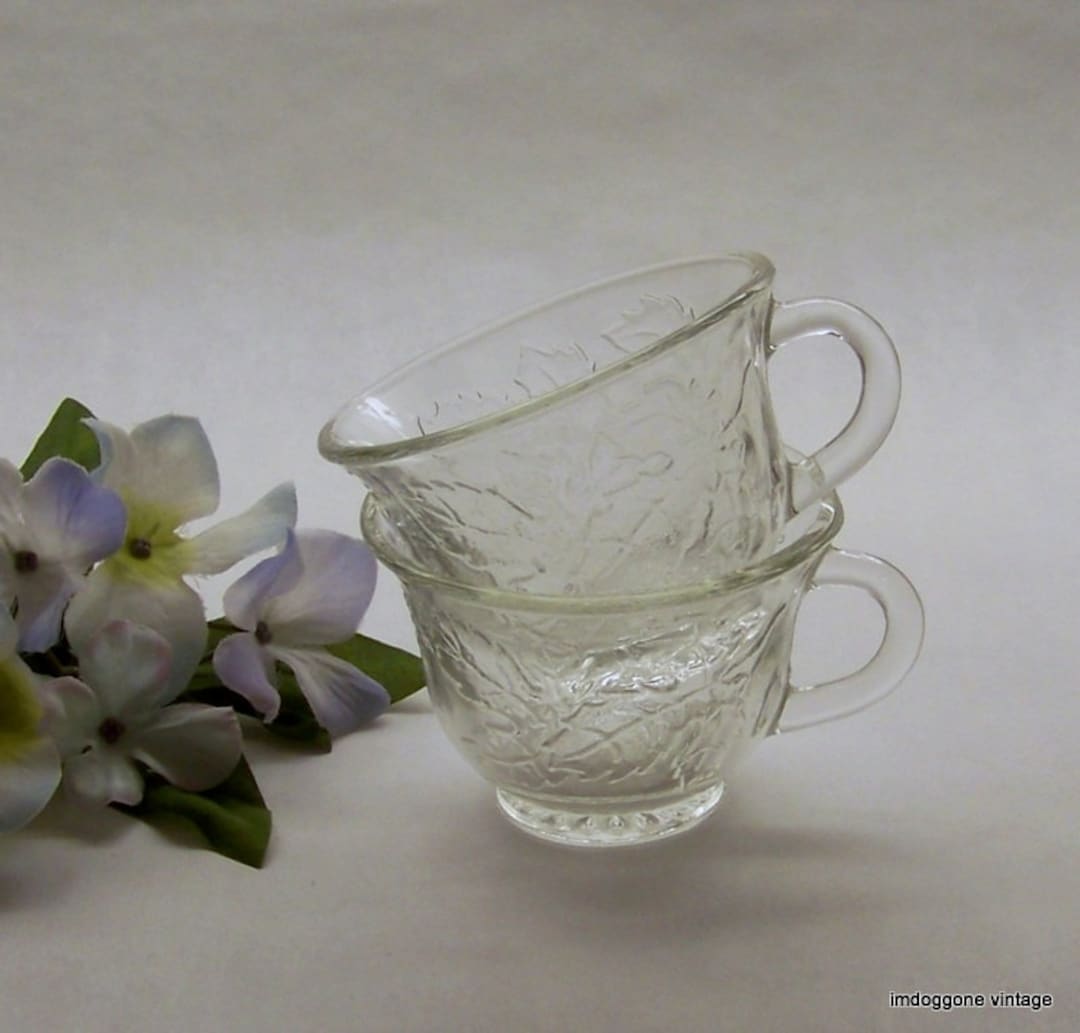 Indiana Glass Princess Clear Punch Cups: Grapes & Leaves Design, Set of ...