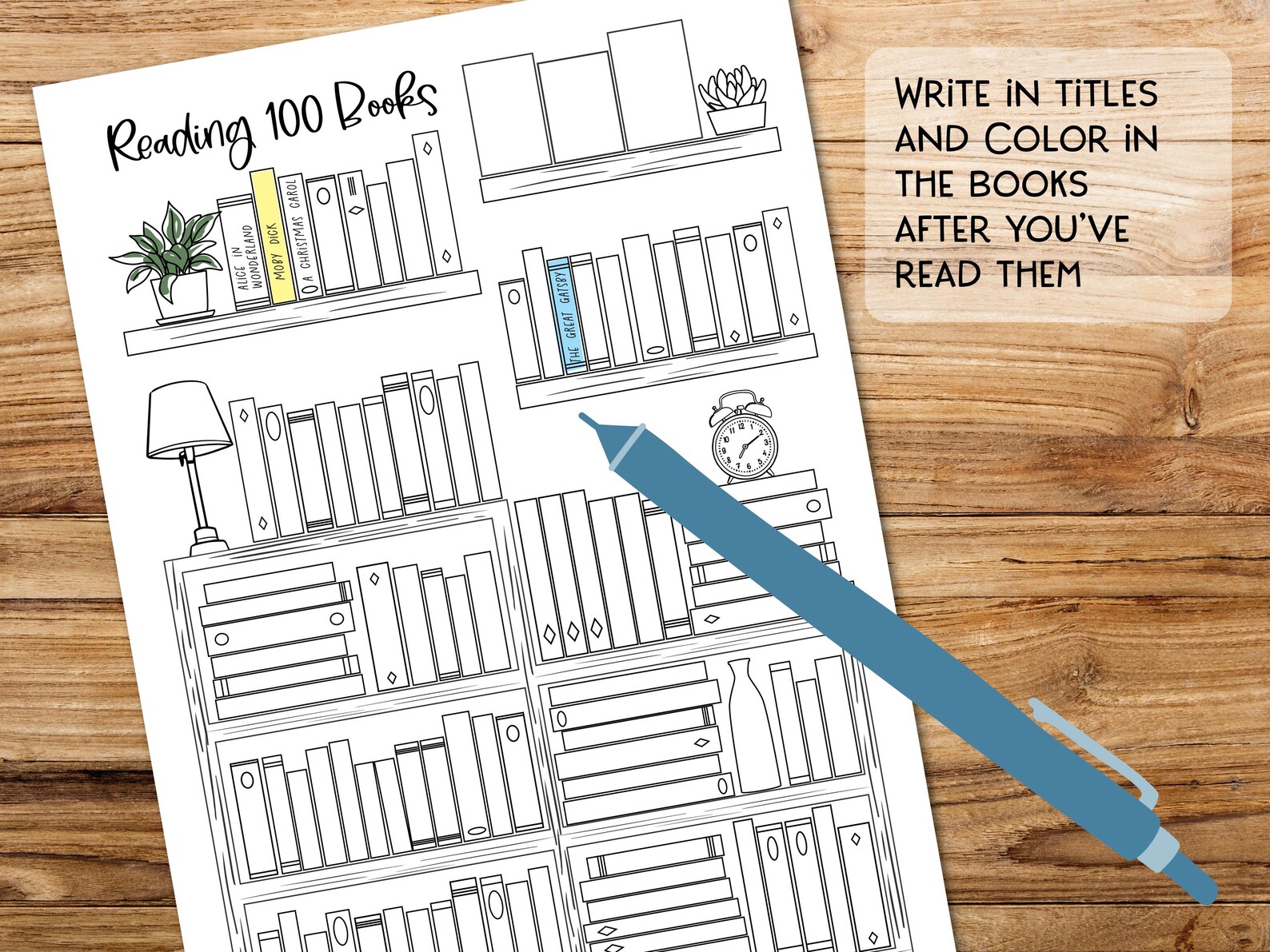 Printable 100-book Reading Challenge Tracker Color-your-own 3 Happy ...