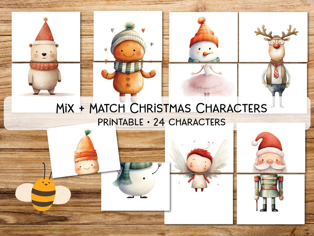 Printable Matching Christmas Characters, 24 Cards,winter Activity for ...