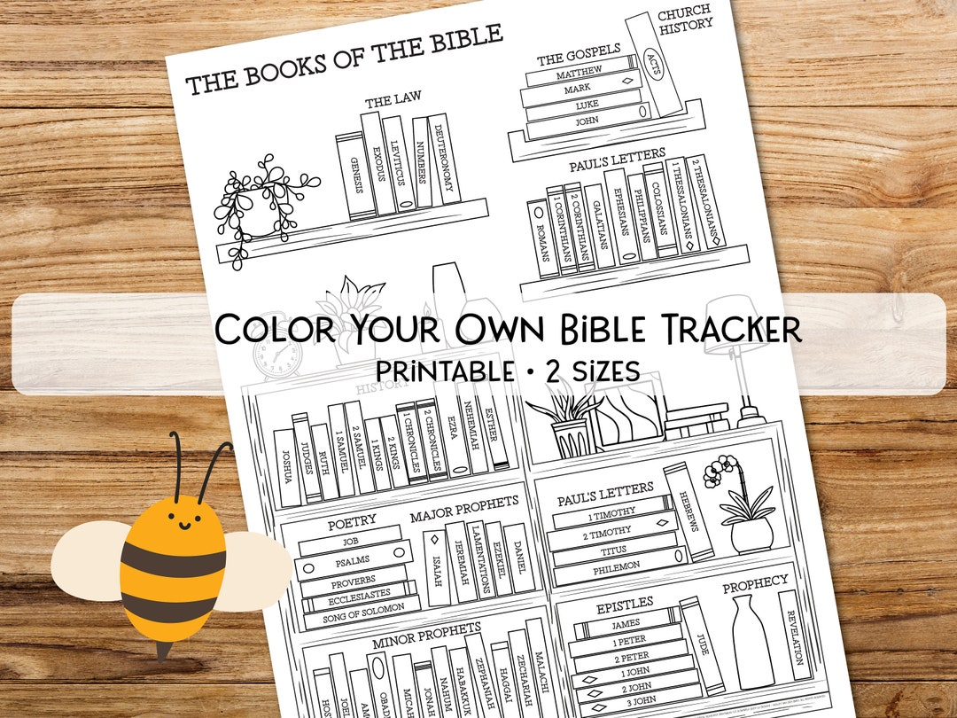 Books of the Bible Coloring Reading Checklist - Printable - Portrait ...