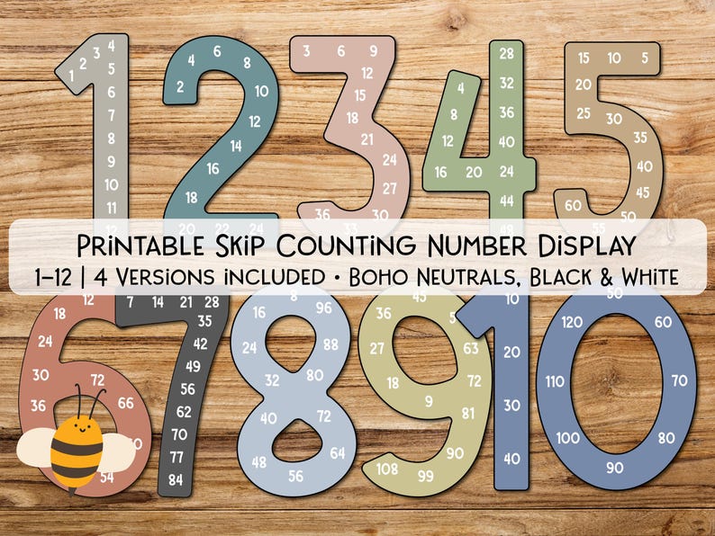 BOHO Skip Counting Large Number Display | Neutral Classroom Decor - Etsy