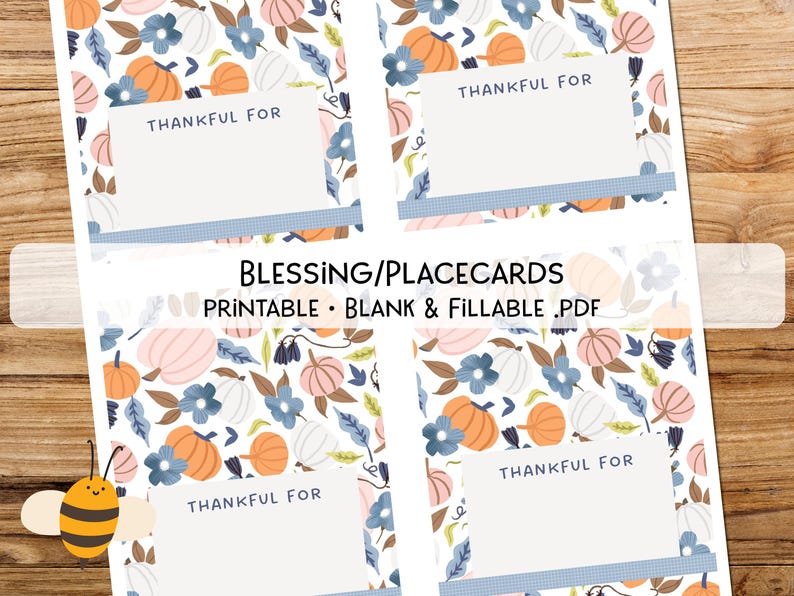 Fall Wedding & Family Dinner Printable Thanksgiving Blessings Place ...
