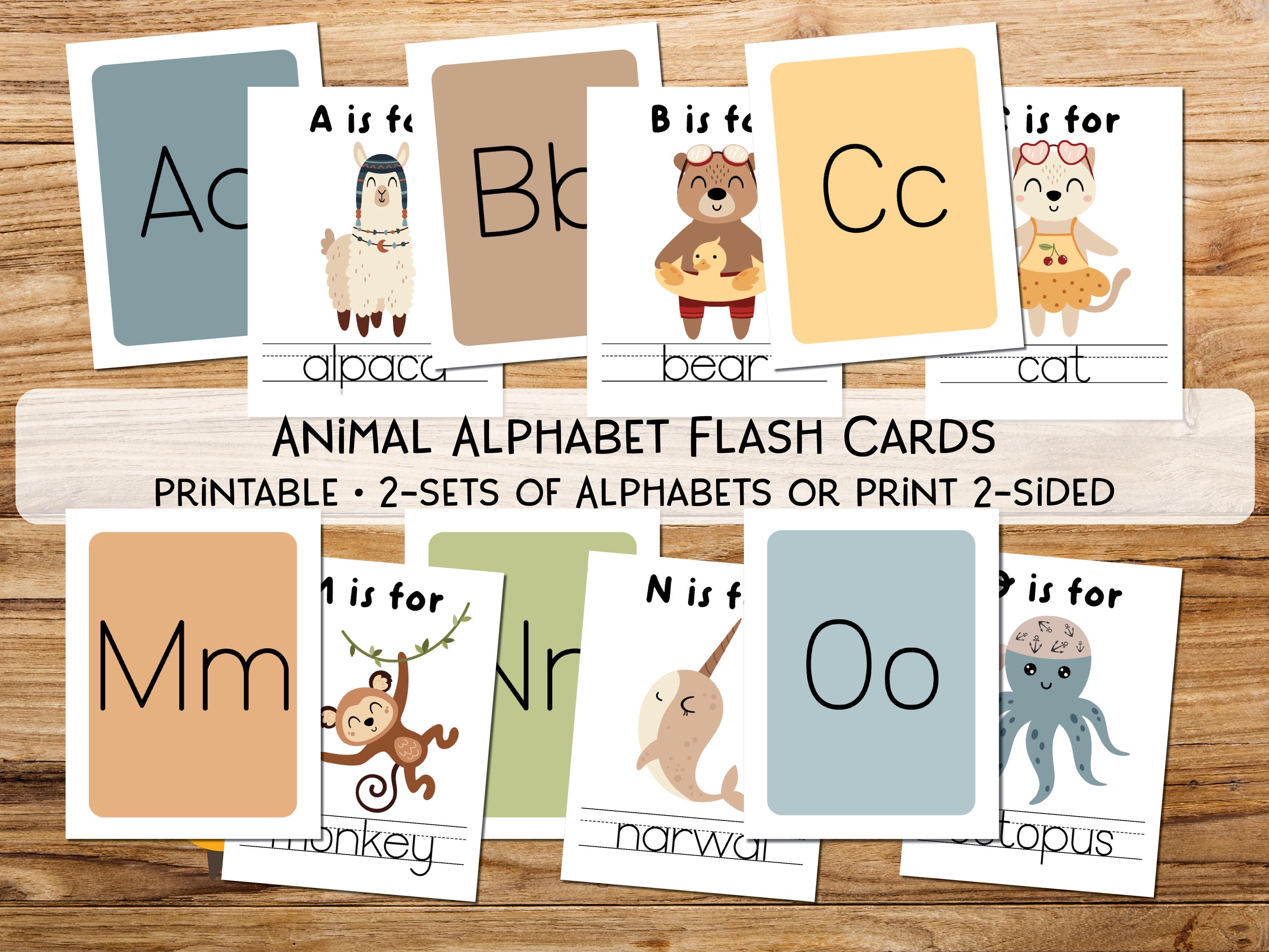 Printable Animal Alphabet Flash Cards Classroom Decor Toddlers ...