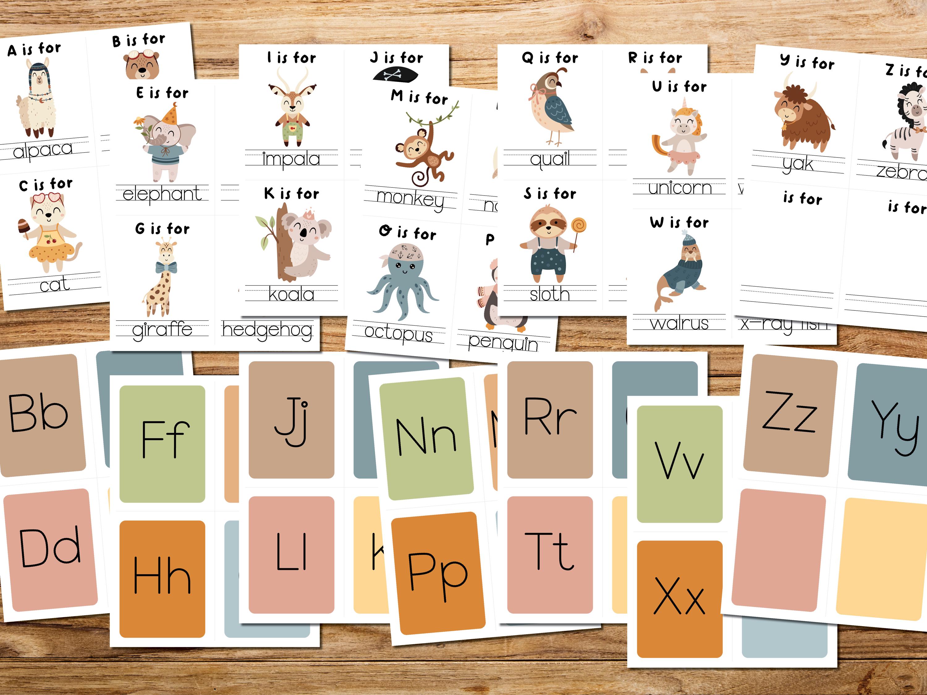 Printable Animal Alphabet Flash Cards Classroom Decor Toddlers ...