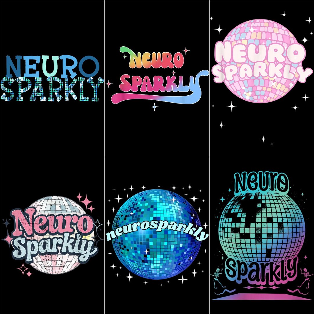 Neuro Sparkly PNG Design Bundle – Disco Ball Aesthetic Digital File ...