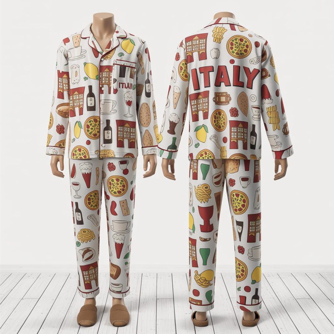Italian Vacation Silky Satin Pajama Set for Women, Italia Travel ...
