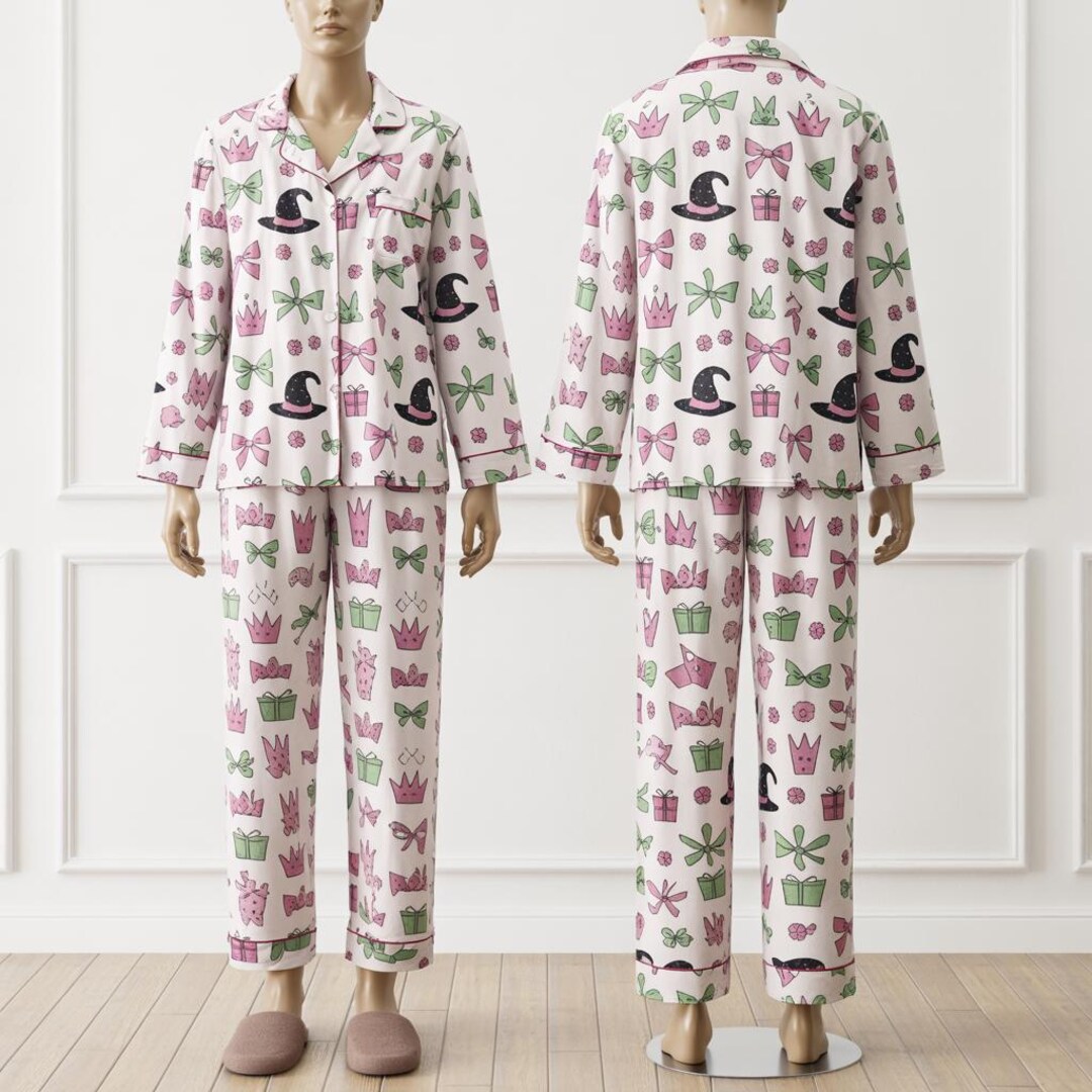 Wicked Pink and Green Satin Pajama Set for Women, Wizard of Oz Fan Gift ...