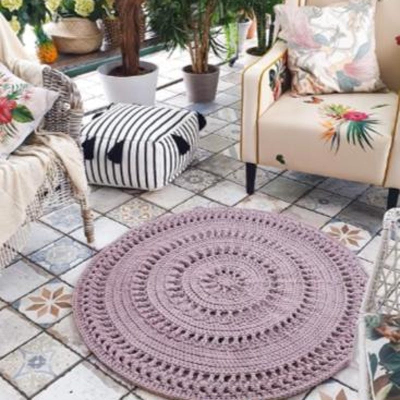 Round Crochet Rug - Etsy