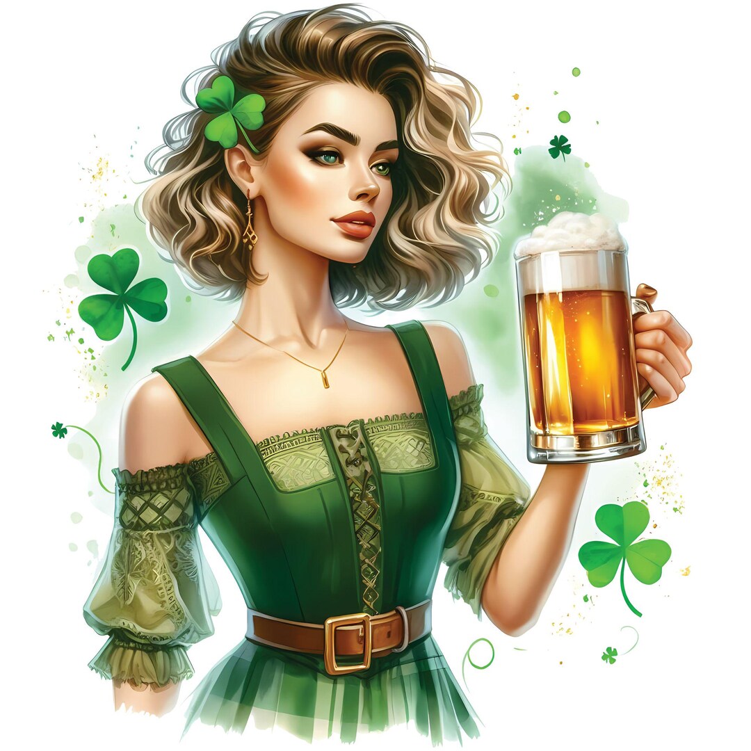 Watercolor St. Patrick's Day Girl Clipart, PNG St. Patrick's Day ...