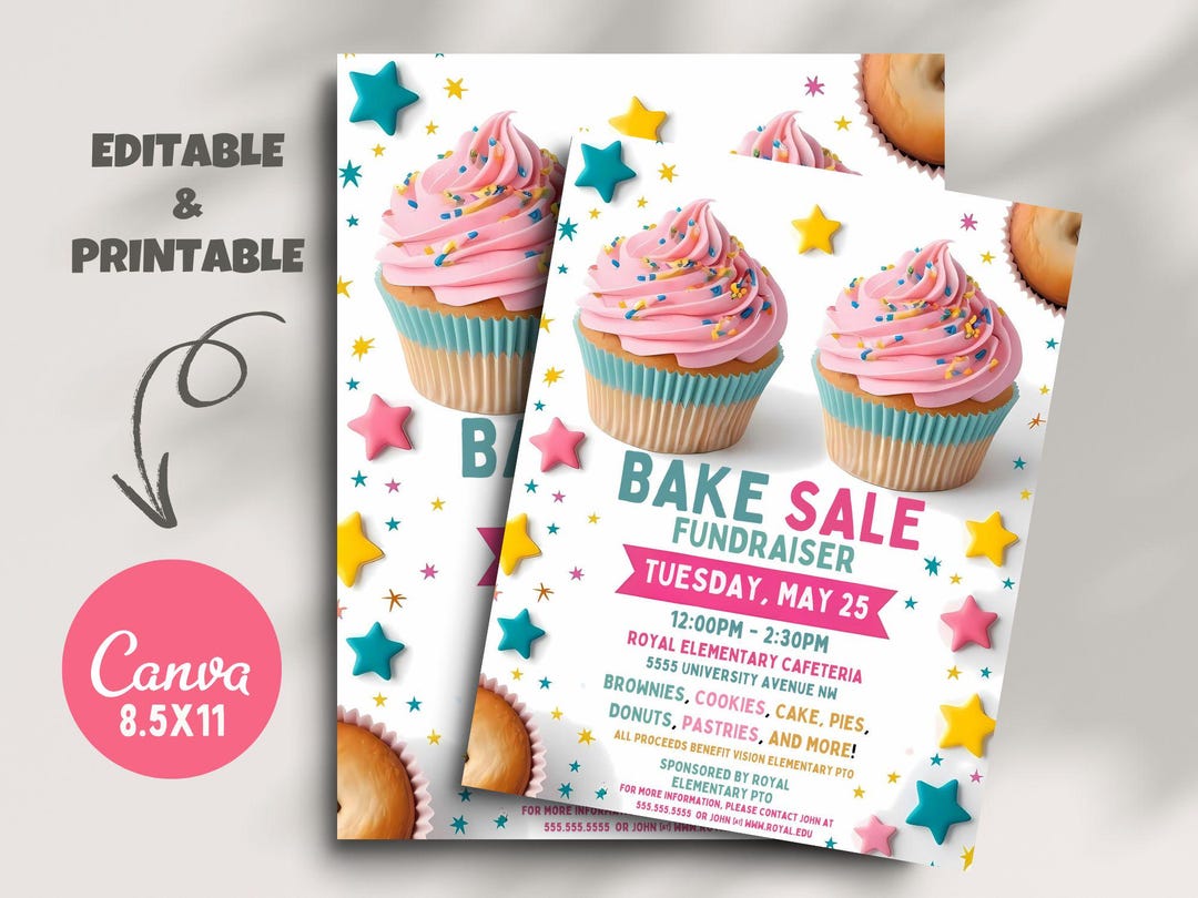 Editable Bake Sale Flyer, School Fundraiser (digital Download) - Etsy