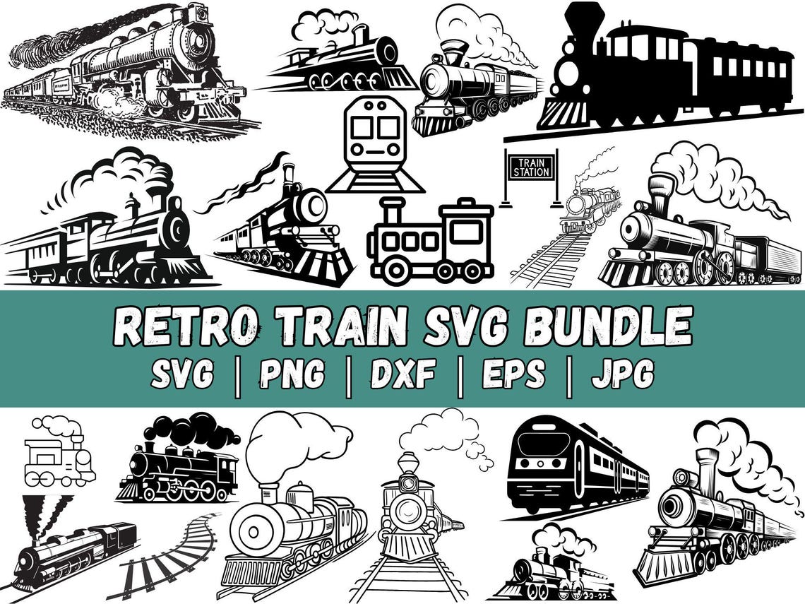Retro Train SVG | Vintage Locomotive Clipart | Classic Railroad Design ...