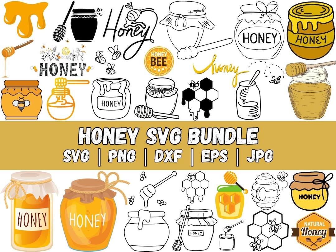 Honey SVG Bundle: Bee, Honeycomb, and Honey Pot (digital Files) - Etsy