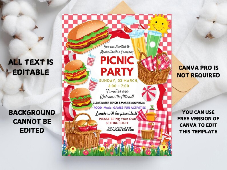 Company Picnic Flyer: Editable Canva Template (8.5x11) - Etsy