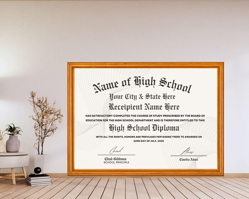 Printable High School Diploma, School Equivalency Diploma, Editable ...