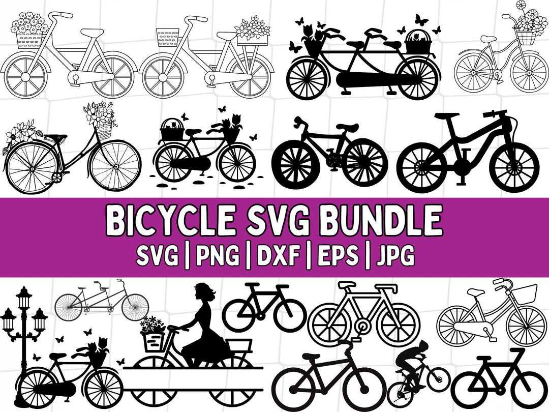 Floral fiets SVG-bundel: Retro fiets silhouet gesneden bestanden ...
