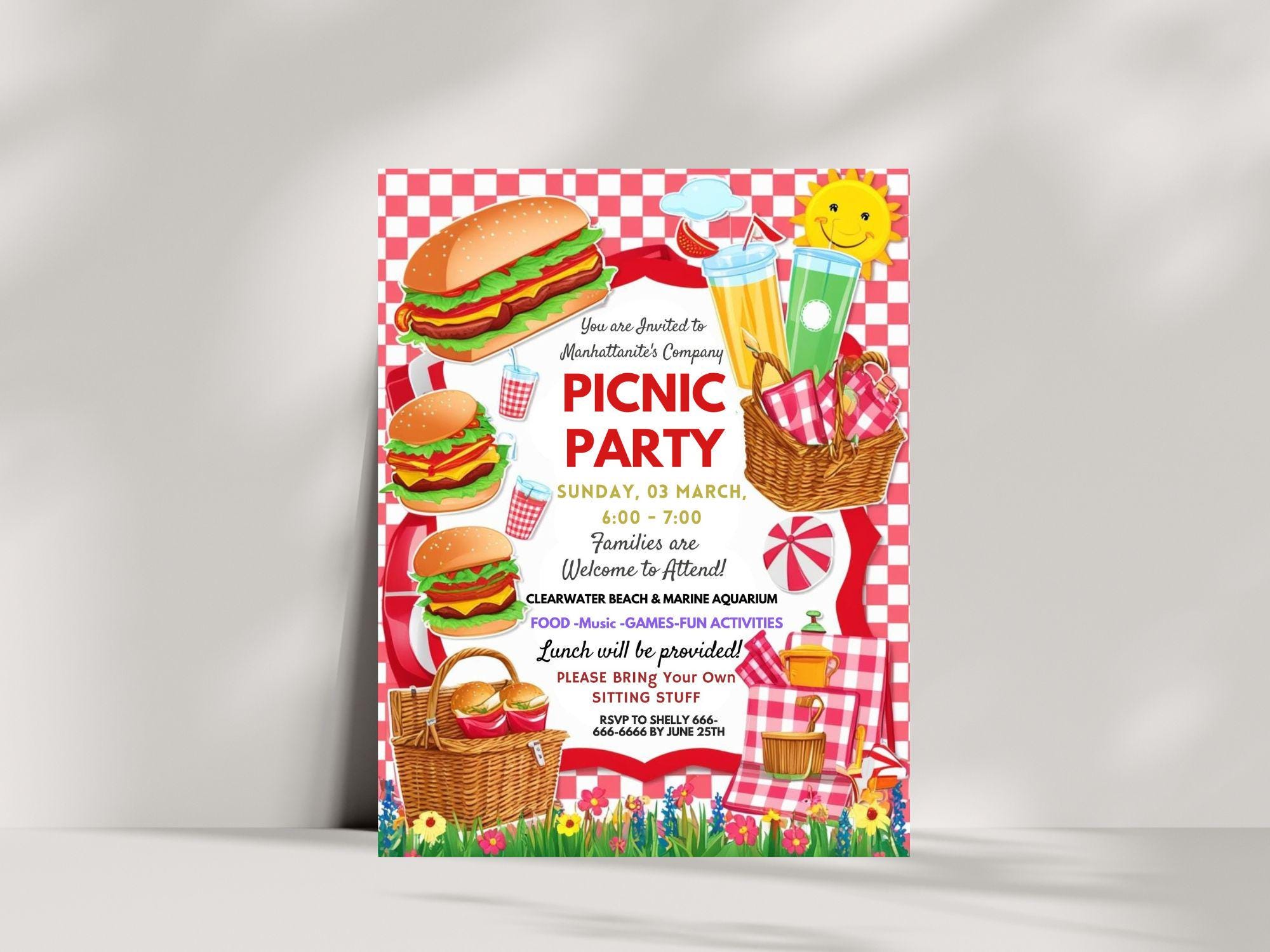 Company Picnic Flyer: Editable Canva Template (8.5x11) - Etsy