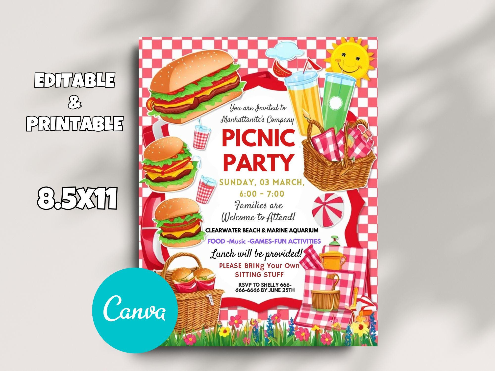 Company Picnic Flyer: Editable Canva Template (8.5x11) - Etsy