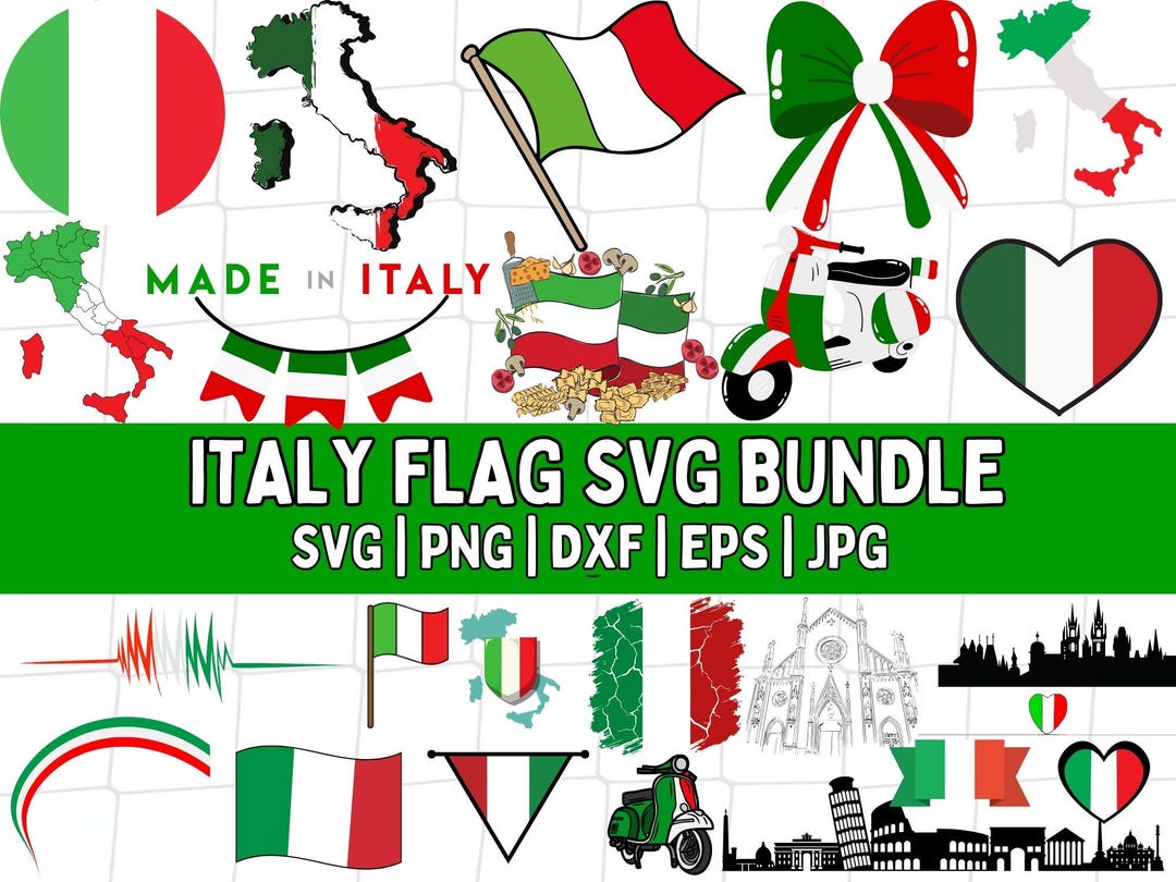 Italian Flag SVG PNG Bundle| Italian Flag Png| Italian Flag Layered Cut ...