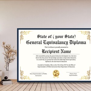 GED Diploma Certificate Template With Seal (canva) - Etsy