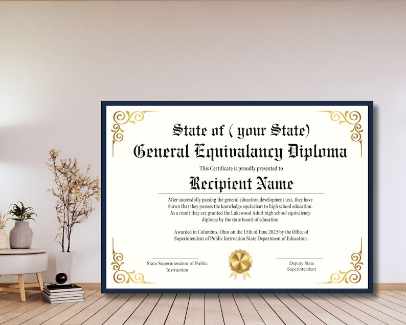 GED Diploma Certificate Template With Seal (canva) - Etsy