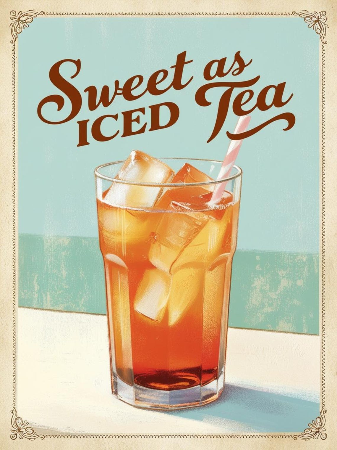 Sweet as Iced Tea | Kitchen Art | Cafe | Southern | Vintage Style ...