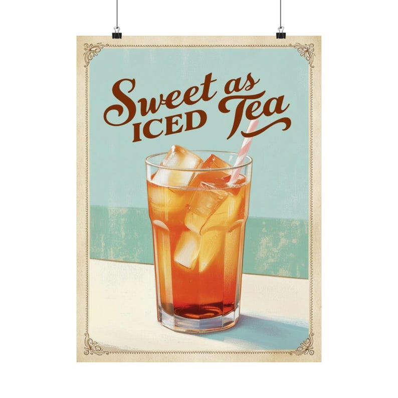 Vintage Sweet Iced Tea Poster, Retro Kitchen Art, Home Decor, Summer ...