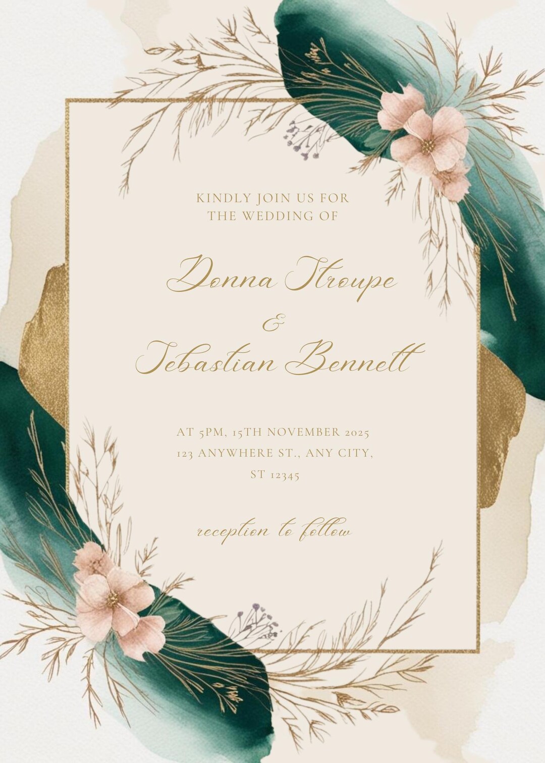 Elegant & Artsy Wedding Invitation Template | Customizable Design ...