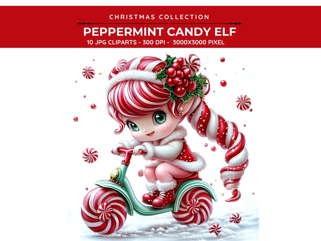 Christmas Peppermint Swirl Elf JPG, Candy Cane Gnome Christmas Cards - Etsy