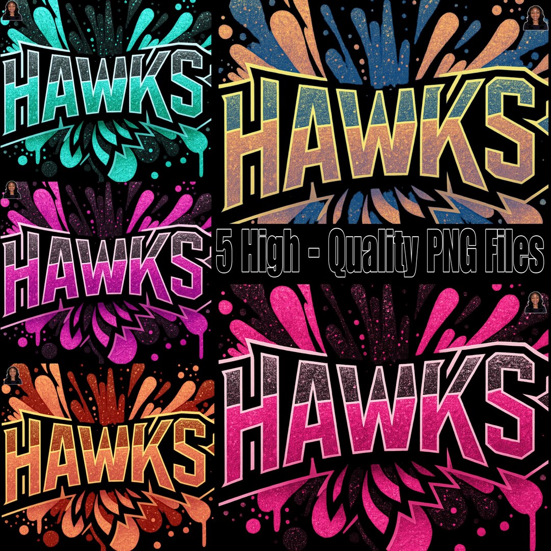 Glitter Hawks School Spirit PNG Bundle: Mascot Digital Download - Etsy