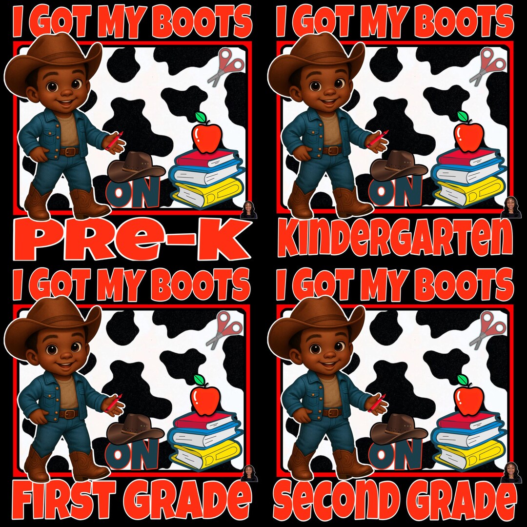 Back to School Cowboy PNG Bundle - Prek to Second Grade Digital Design ...
