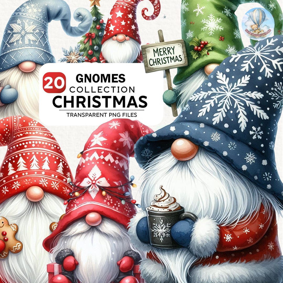 20+ Watercolor Gnomes Christmas Clipart Bundle, Christmas Bundle Png ...