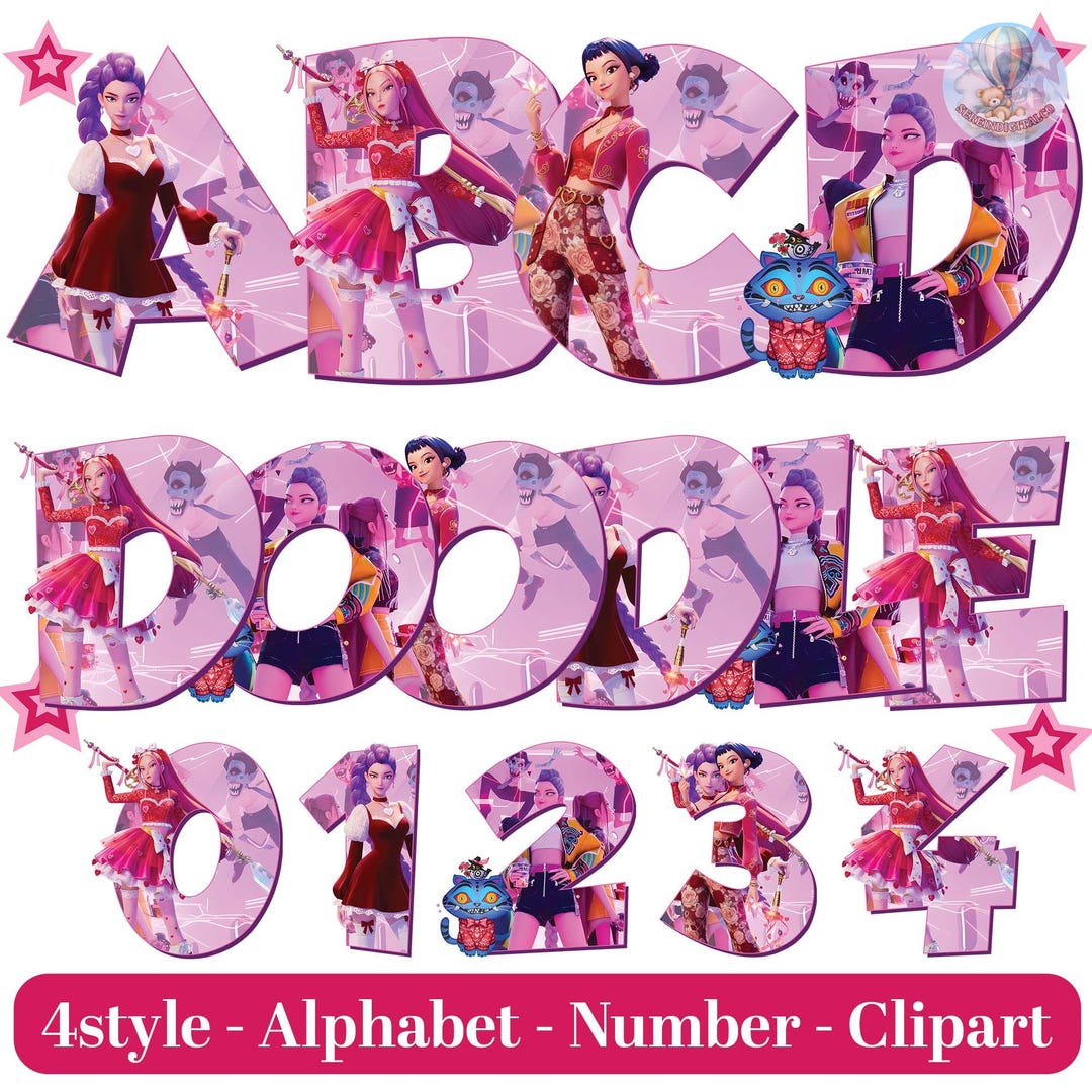 4+ Huntrix Letters Png Bundle, Huntrix Valentine Alphabet Png Bundle ...