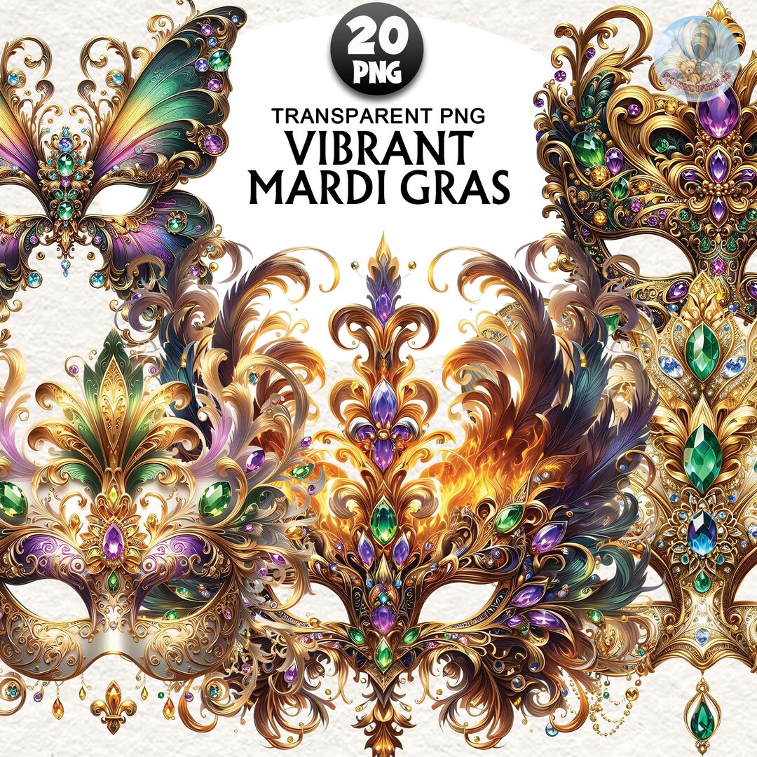 20+ Masquerade Mask Clipart Bundle, Vibrant Mardi Gras Png, Mardi Gras ...