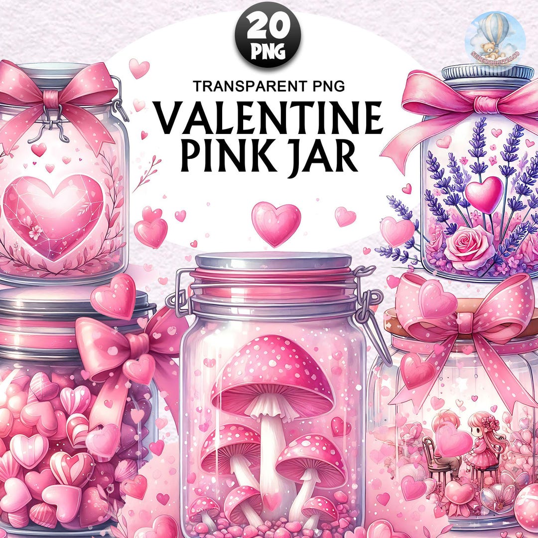 20+ Romantic Jar Clipart Bundle, Watercolor Coquette Pink Jar Png ...