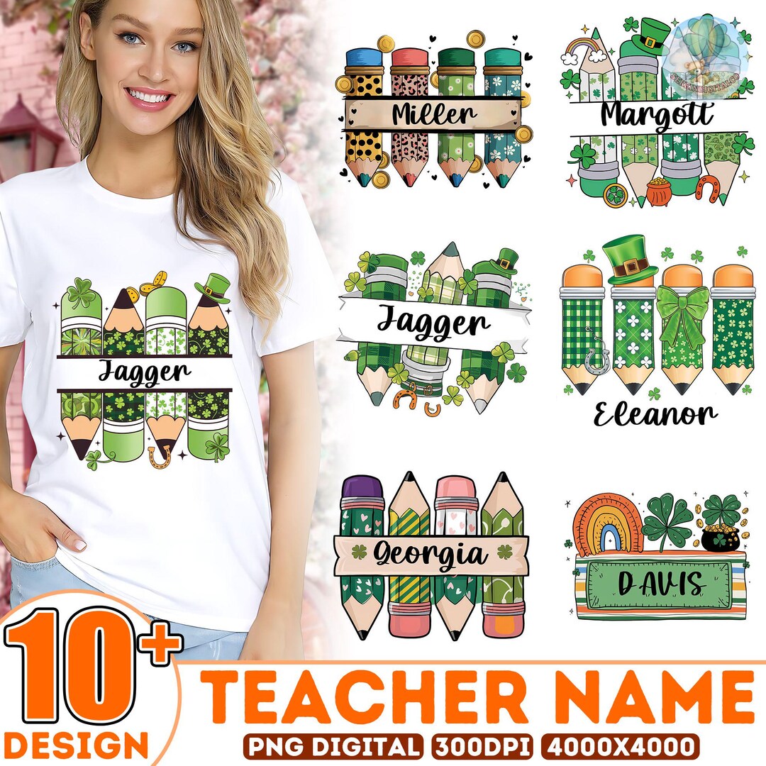 10+ Teacher Png Bundle, Custom Patrick Teacher Png Bundle, St Pattys ...