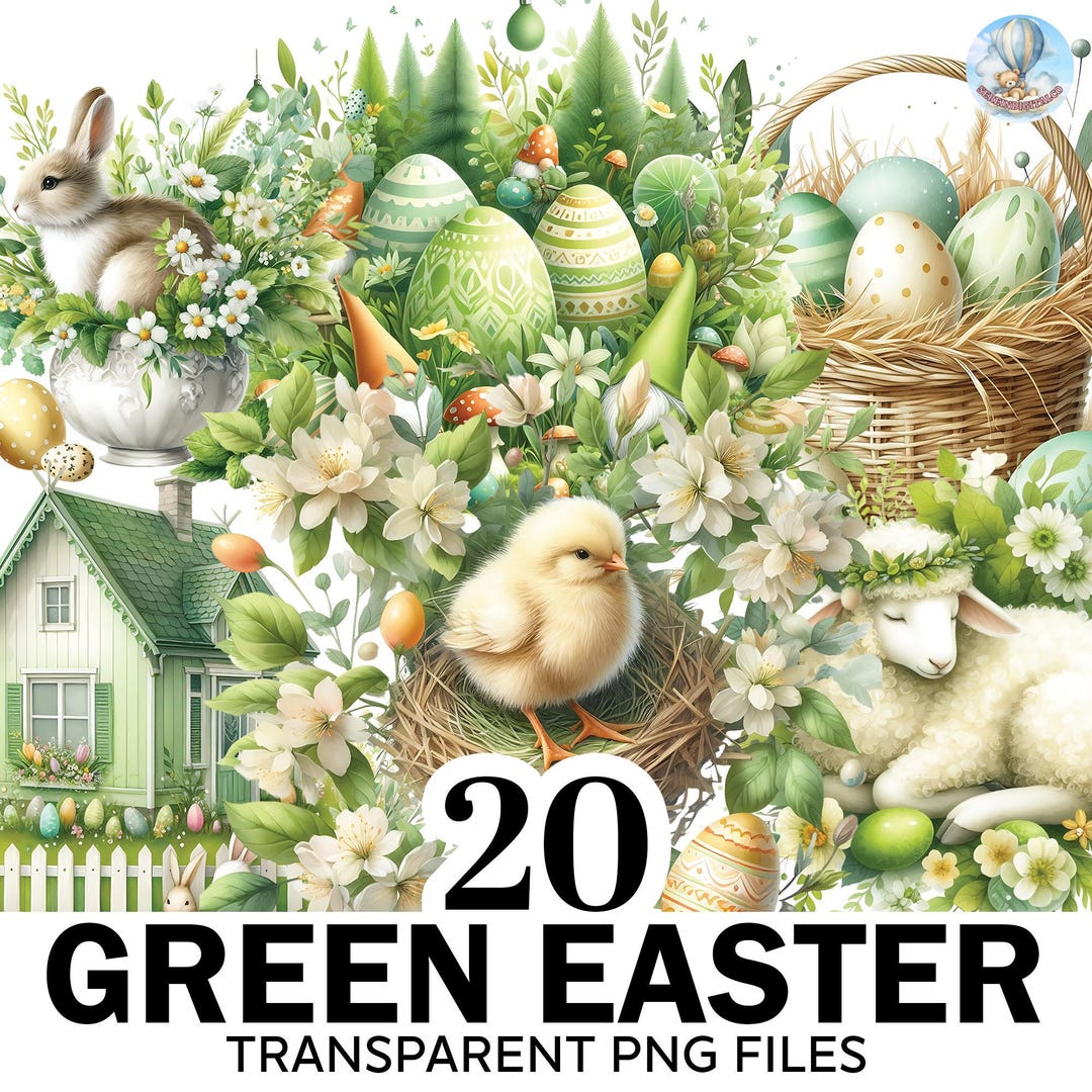 20+ Watercolor Green Easter Clipart PNG, Green Easter Bunny Clipart PNG ...