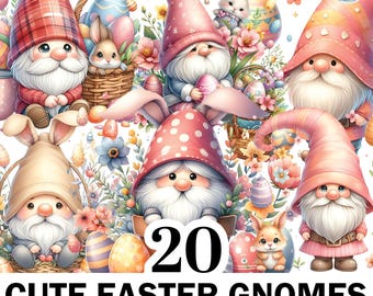 20+ Watercolor Floral Easter Gnome Clipart PNG, Gnome With Eggs Clipart ...