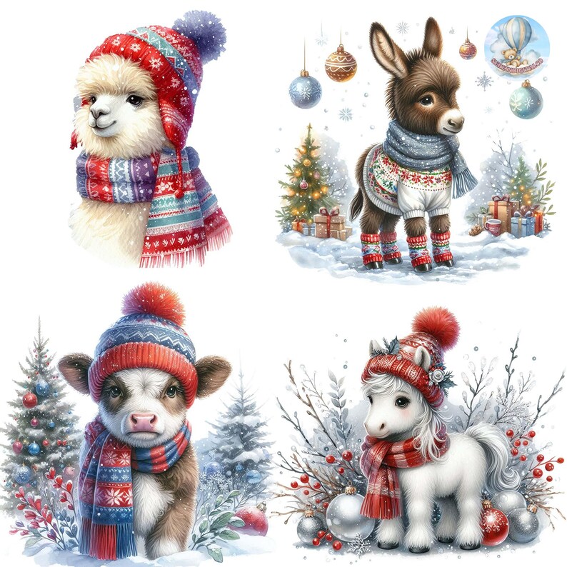 20+ Watercolor Christmas Animals Clipart Bundle, Christmas Bundle Png ...