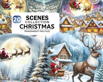 20+ Christmas Village Clipart Bundle, Watercolor Christmas Scenes ...