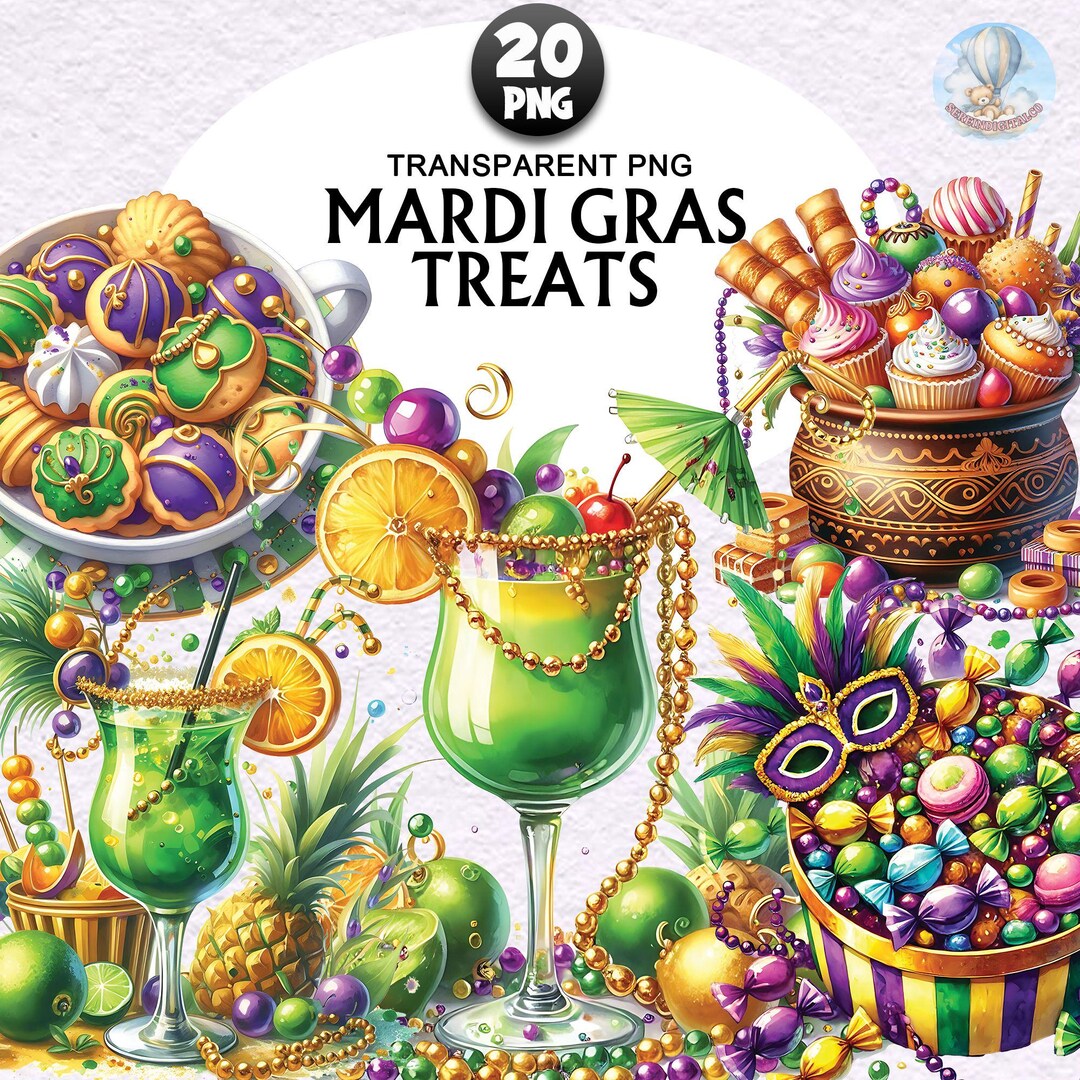 20+ Fat Tuesday Dessert Clipart Bundle, Mardi Gras Treat Png, Carnival ...