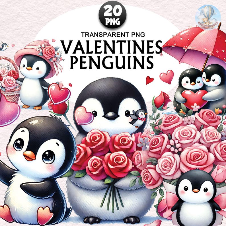 20+ Lovely Penguin Clipart Bundle, Watercolor Penguins Png, Cute ...