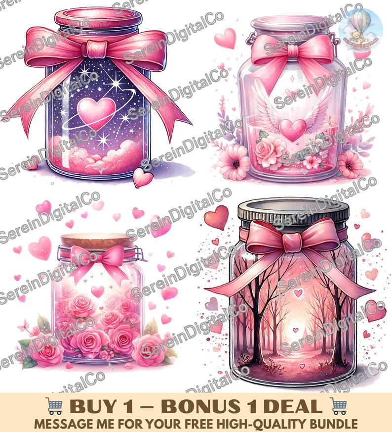 20+ Romantic Jar Clipart Bundle, Watercolor Coquette Pink Jar Png ...