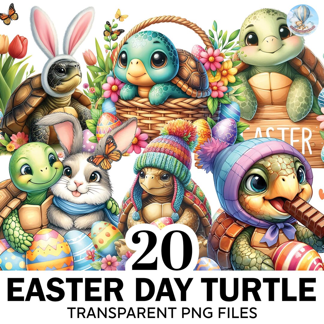 20+ Watercolor Easter Turtle Clipart PNG, Easter Turtle Eggs Clipart ...