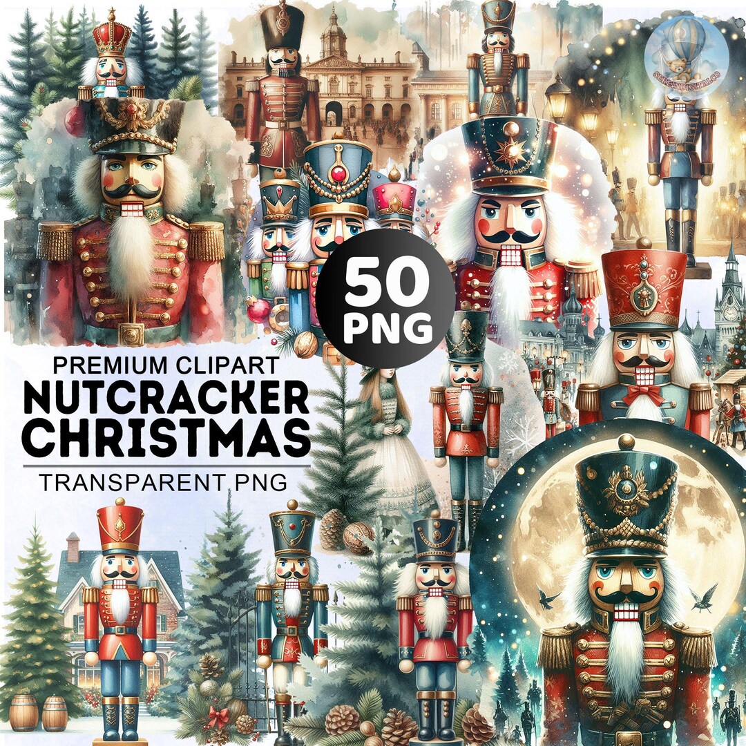 50+ Vintage Nutcracker Clipart Bundle, Watercolor Nutcracker Christmas ...