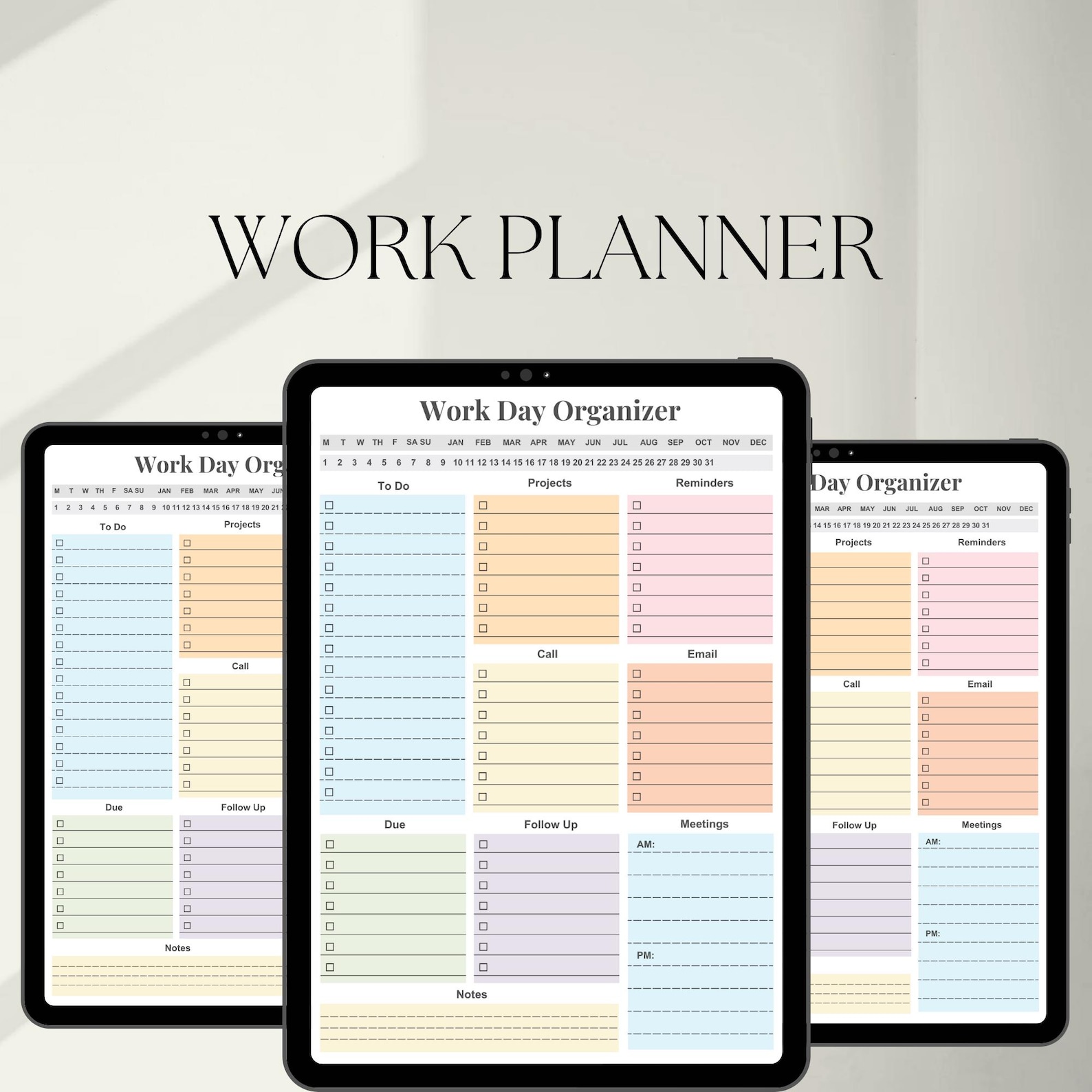 Work Day Organizer, Work Schedule Planner, Daily To-do List, Daily ...