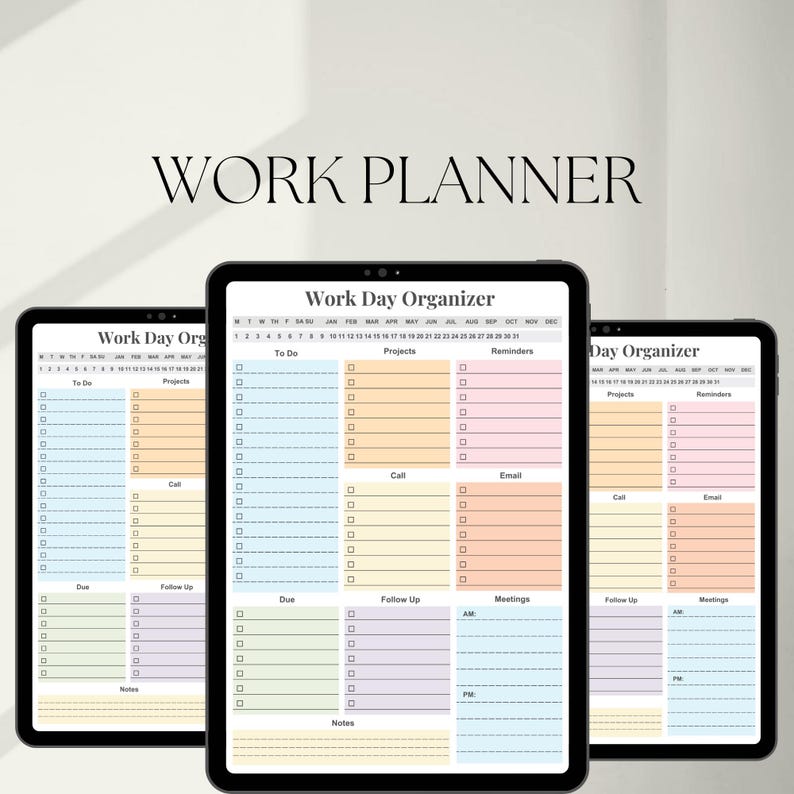 Work Day Organizer, Work Schedule Planner, Daily To-do List, Daily ...