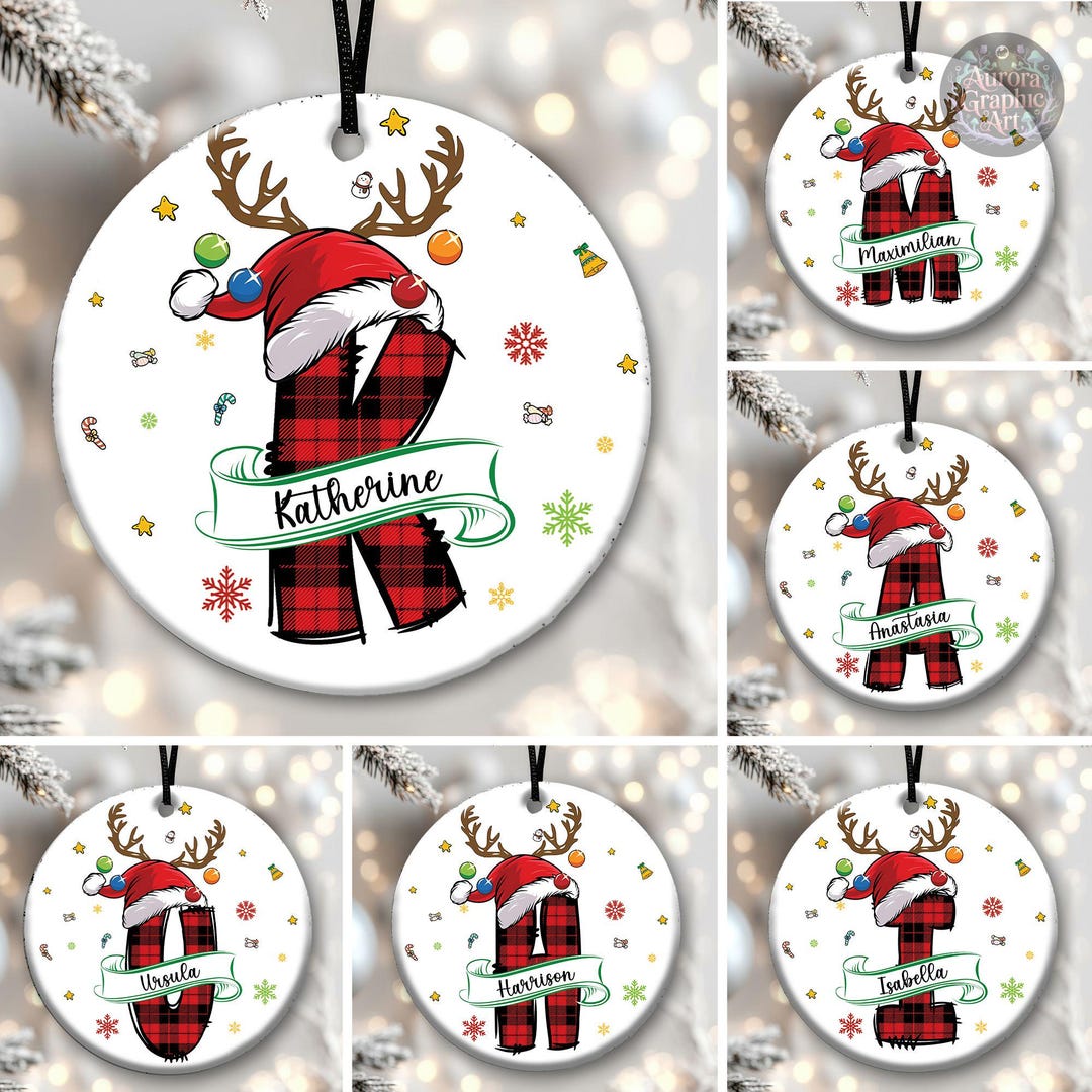 Personalized Christmas Ornament Png, Custom Alphabet Christmas Ornament ...