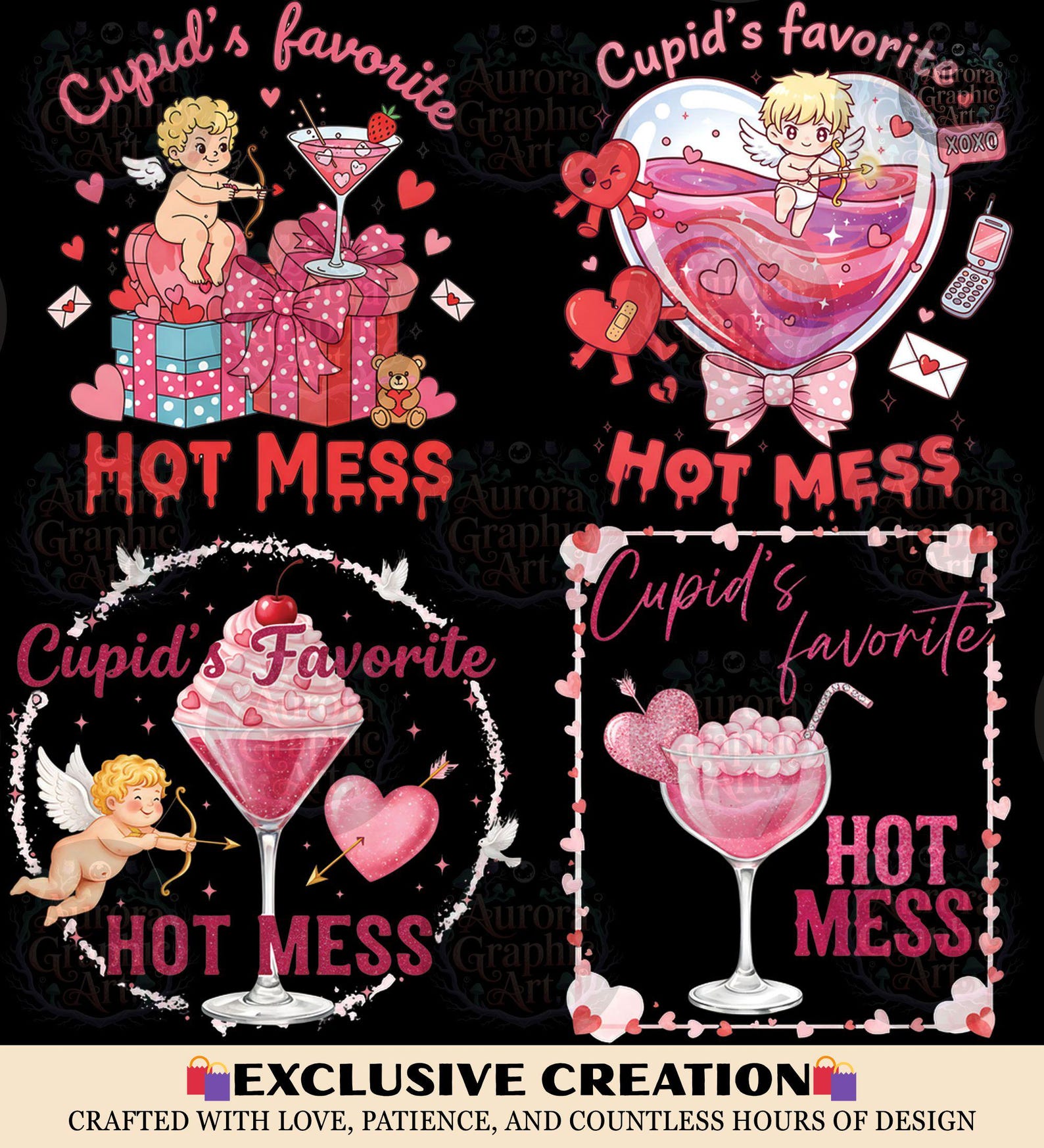 Glitter Valentines Png Bundle, 20 PNG Cupid's Hot Mess, Valentines ...