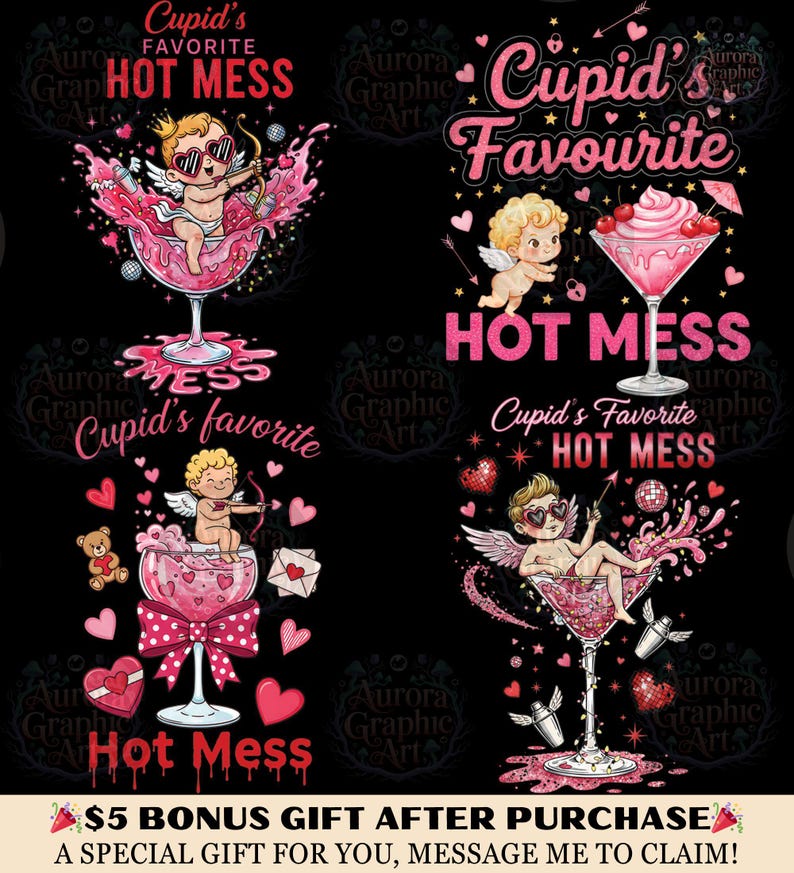Glitter Valentines Png Bundle, 20 PNG Cupid's Hot Mess, Valentines ...